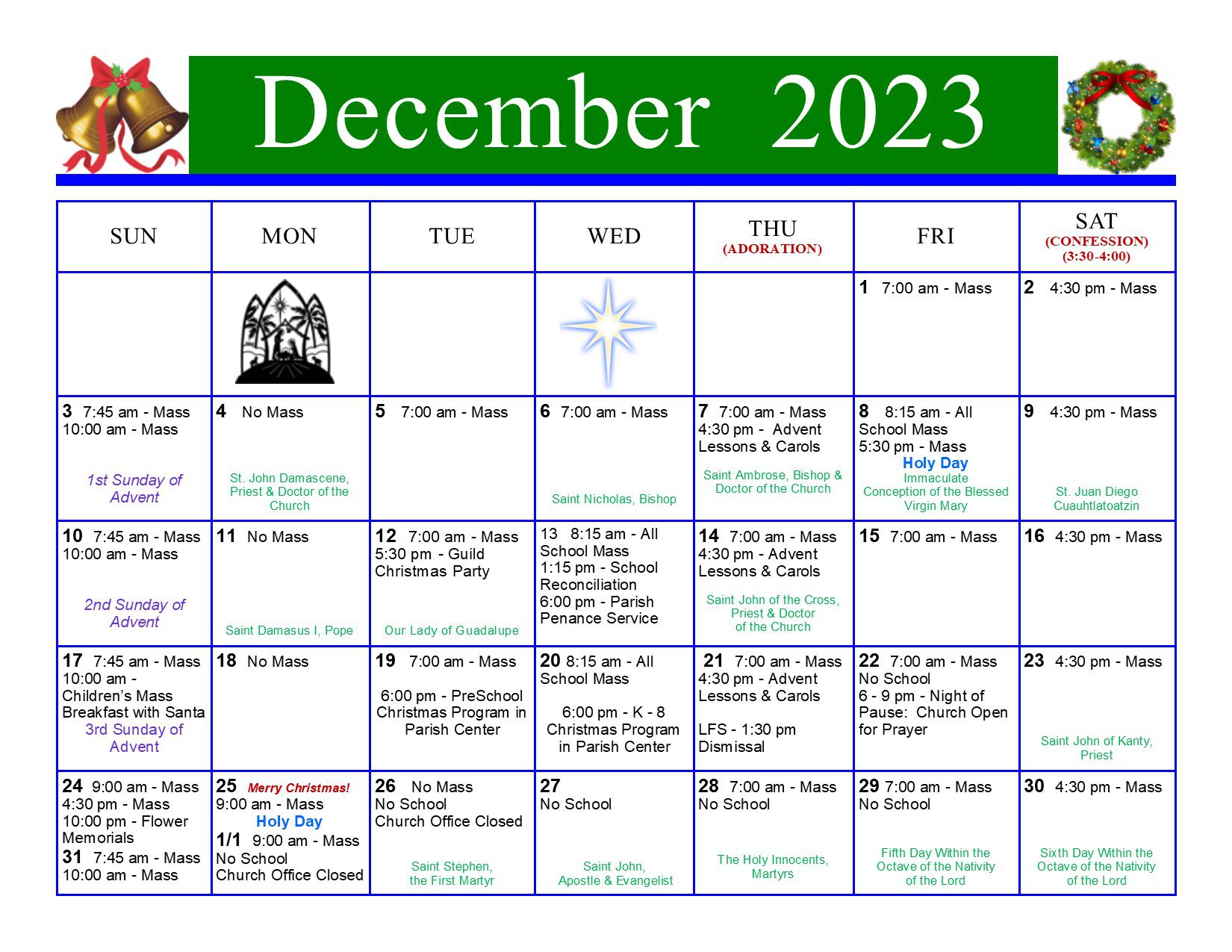 Parish Calendar – Church of the Little Flower